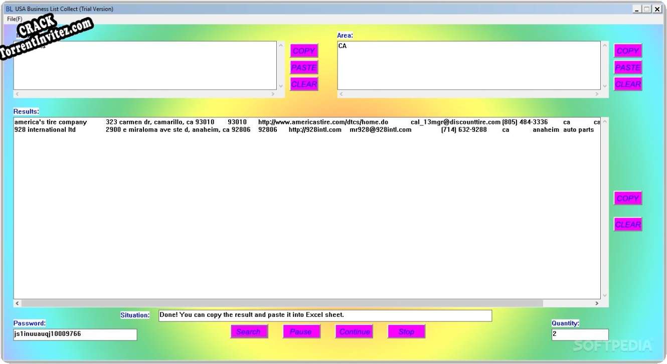 Registration key for the program BL USA Business List Collect » Download