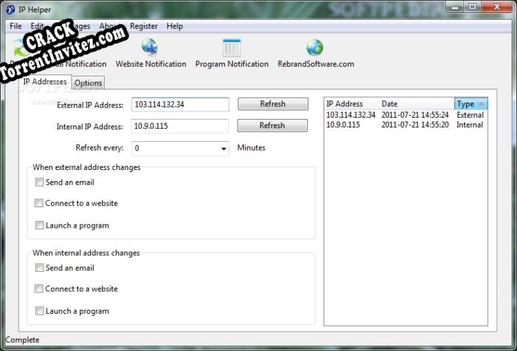 Registration key for the program IP Helper » Download