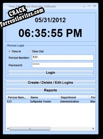 Registration key for the program Time Attendance Recorder Software ...