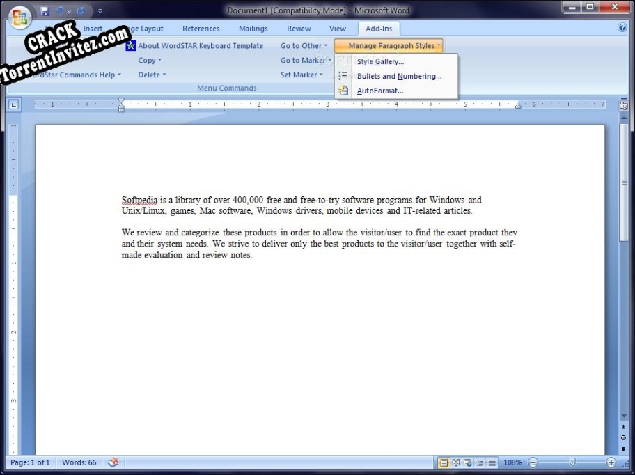 WordStar Command Emulator for Microsoft Word key generator » Download