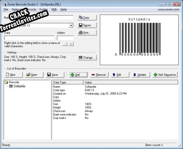 Zoner Barcode Studio serial number generator » Download